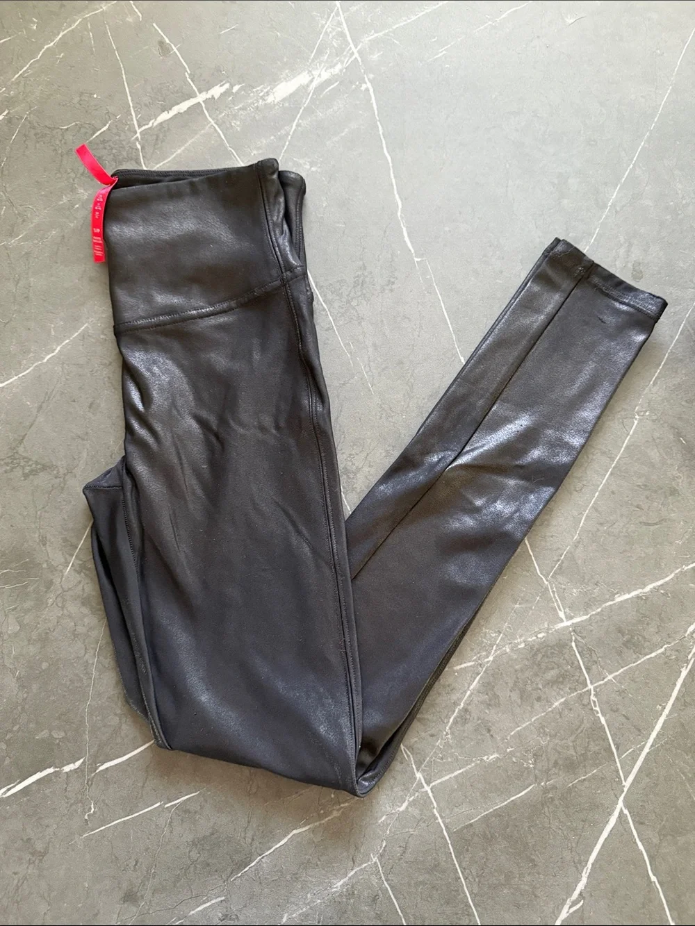 SPANX | Pants & Jumpsuits | Spanx Shiny Black Highwaist Faux Leather ...
